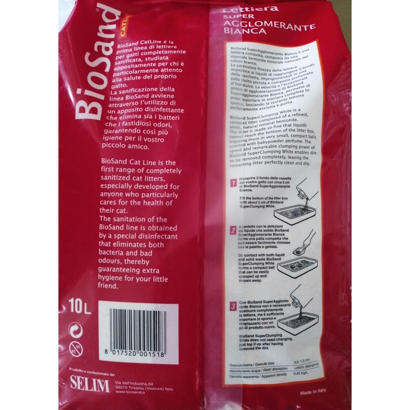 Biosand Lettiera per Gatti Super Agglomerate ad Alto Potere Assorbente